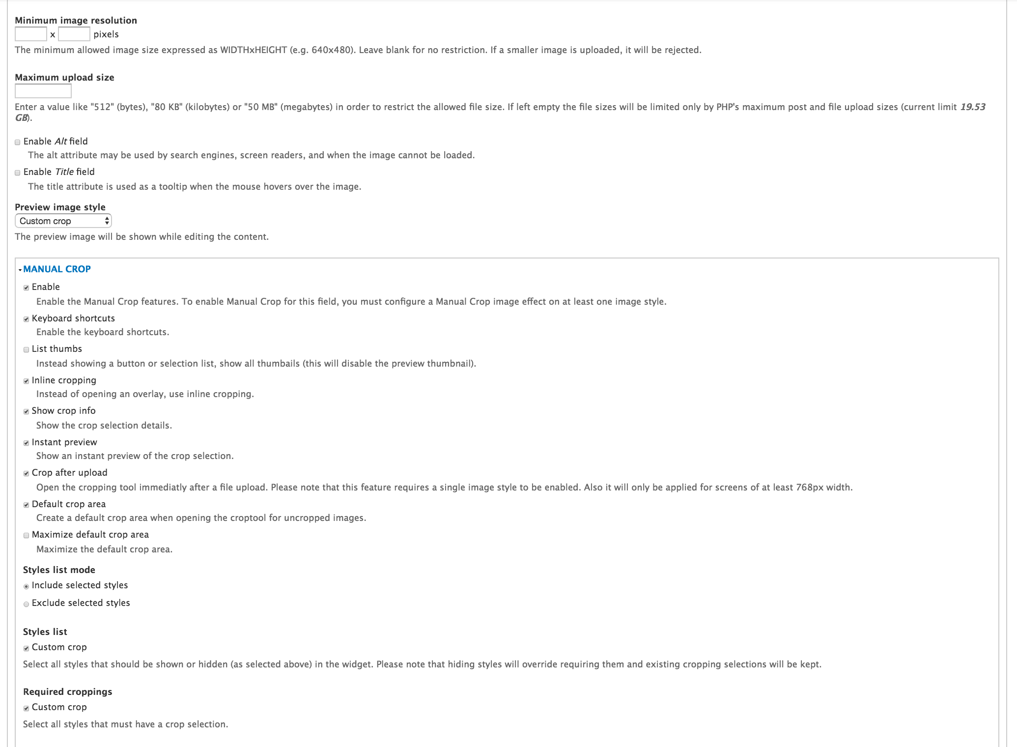 Cannot Save on clean install D7.42 when "Inline cropping" ticked [#2663044] | Drupal.org